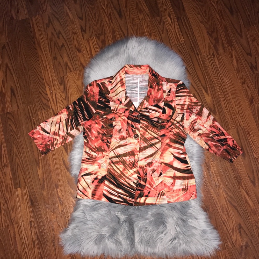Chico’s Palm Leaf Design Blazer - Gem